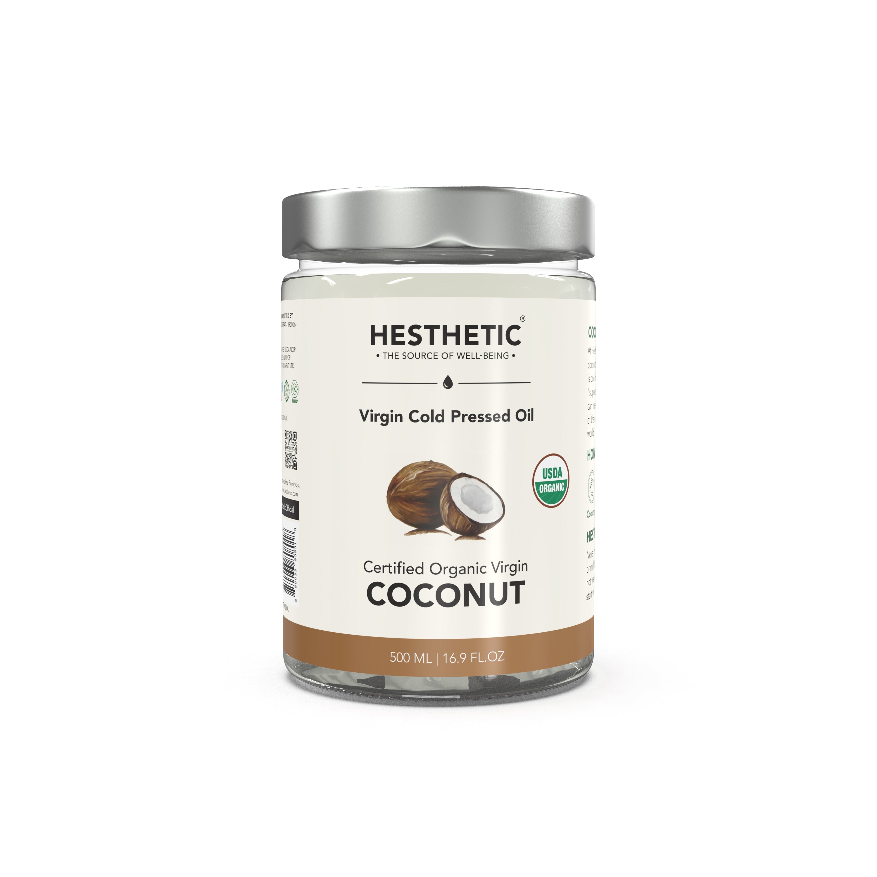 Virgin Cold-Pressed Coconut Oil Jar 500 ML – HESTHETIC
